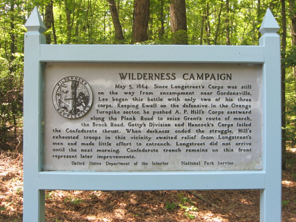 Wilderness Campaign - May 5 historical marker, Wilderness battlefield