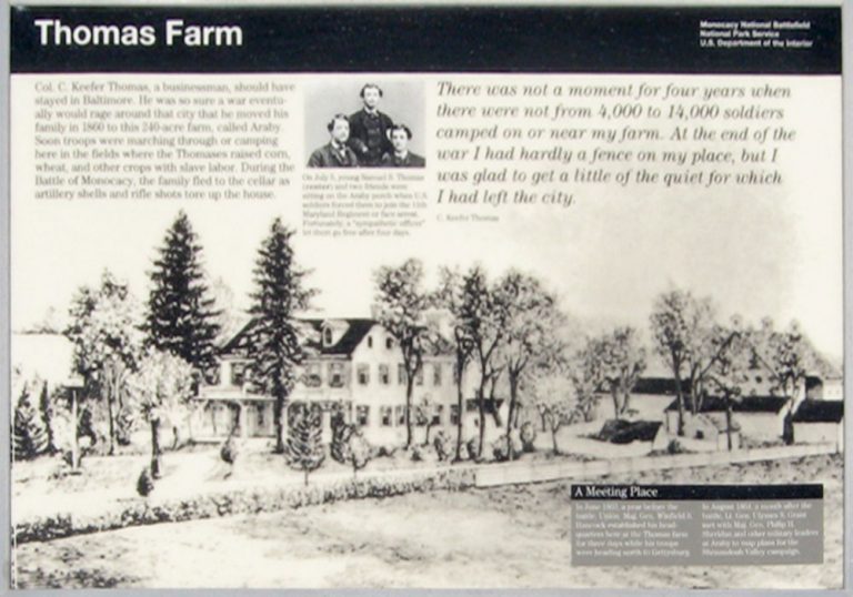 Thomas Farm wayside marker on the Monocacy battlefield