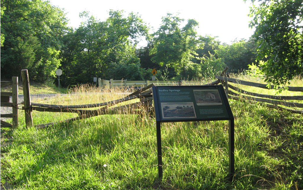 Sudley Springs wayside marker at Manassas National Battlefield
